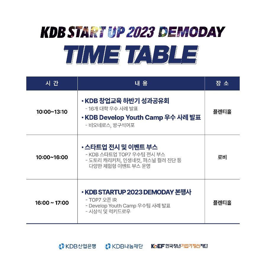 KDB STARTUP 2023 DEMODAY + 럭키드로우 이벤트(에어팟맥스, 프라이탁가방)